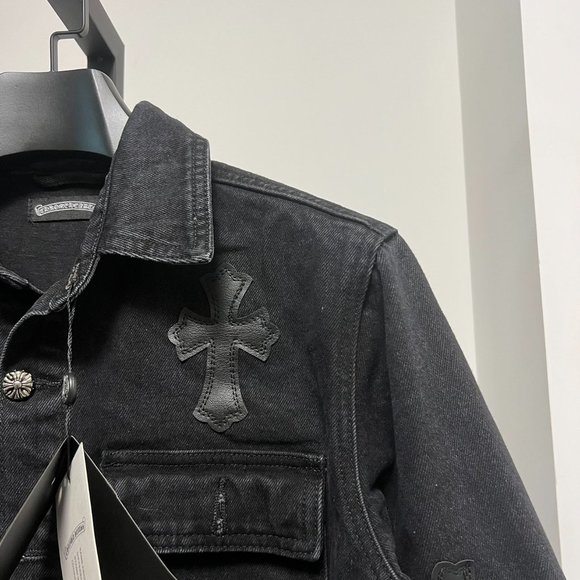 Chrome Hearts | Jackets & Coats | Chrome Hearts Denim Cross Leather ...